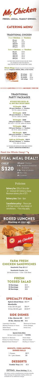 Catering Menu - Mr. Chicken Mr. Chicken